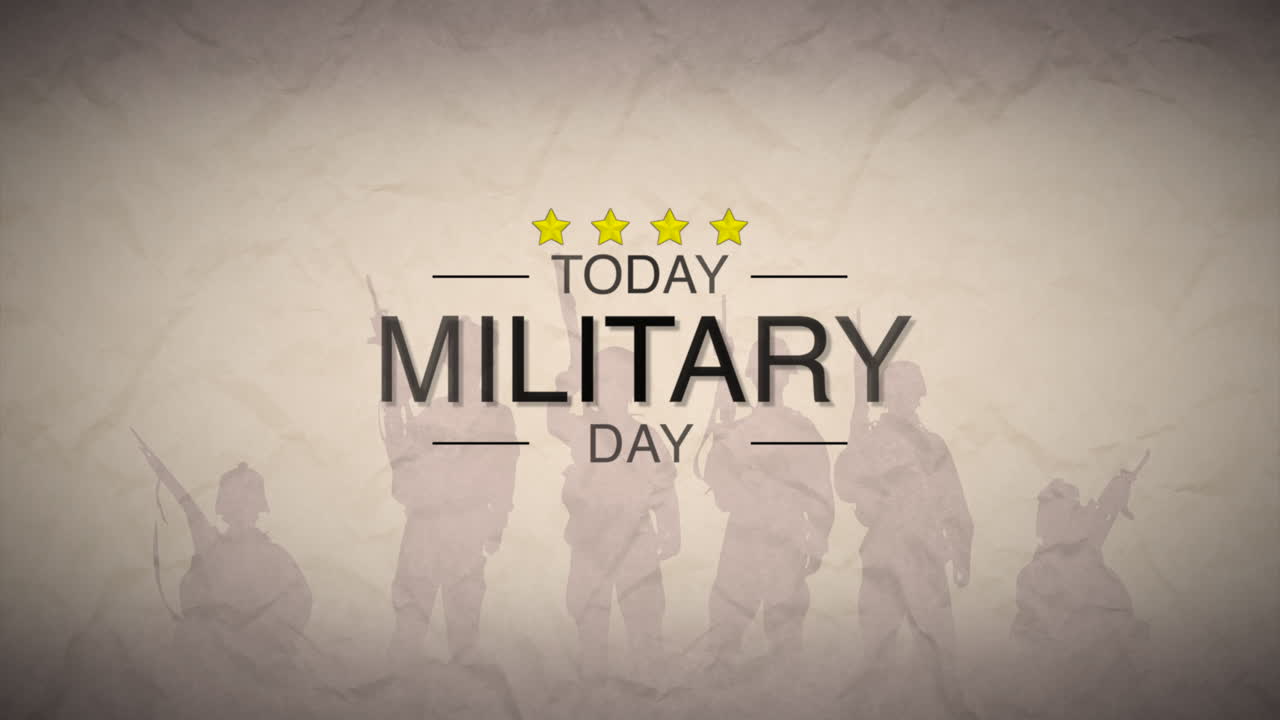 Premium stock video - Animation text military day on warfare background ...