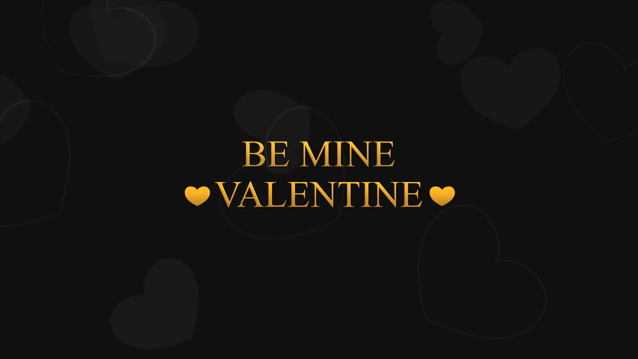 Premium 스톡 영상 애니메이션 근접 촬영은 발렌타인 데이 배경에 발렌타인 광산 텍스트 및 모션 작은 금 하트 수