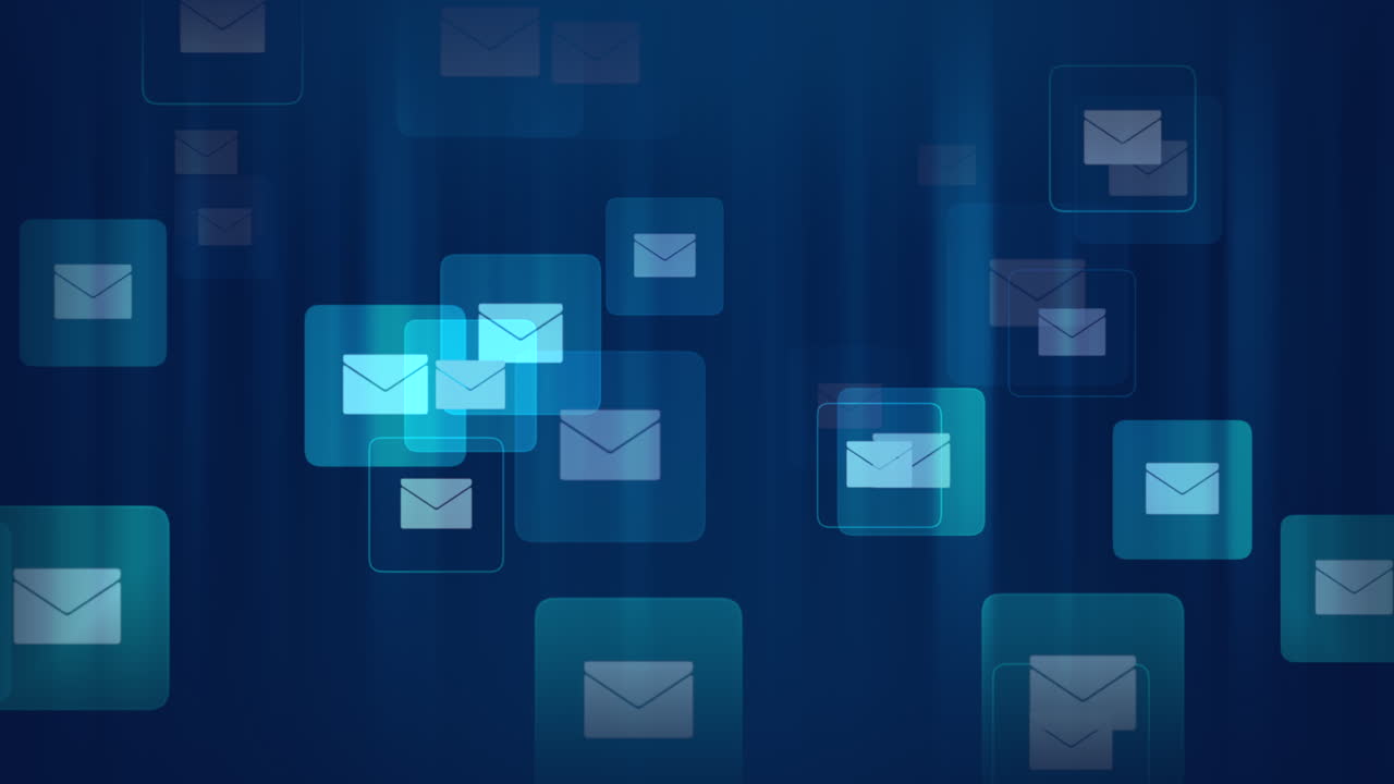 Premium stock video - Motion message icons on simple network background