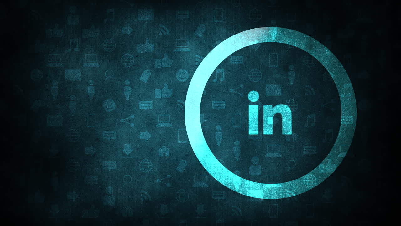 Premium stock video - Icons of linkedin social network on simple background