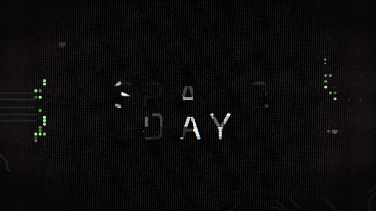 Premium stock video - Animation closeup space day text on neon ...