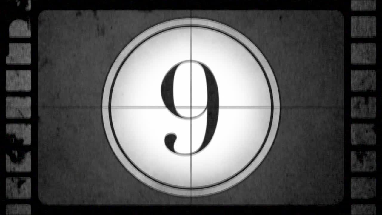 Premium stock video - Motion retro film countdown 4