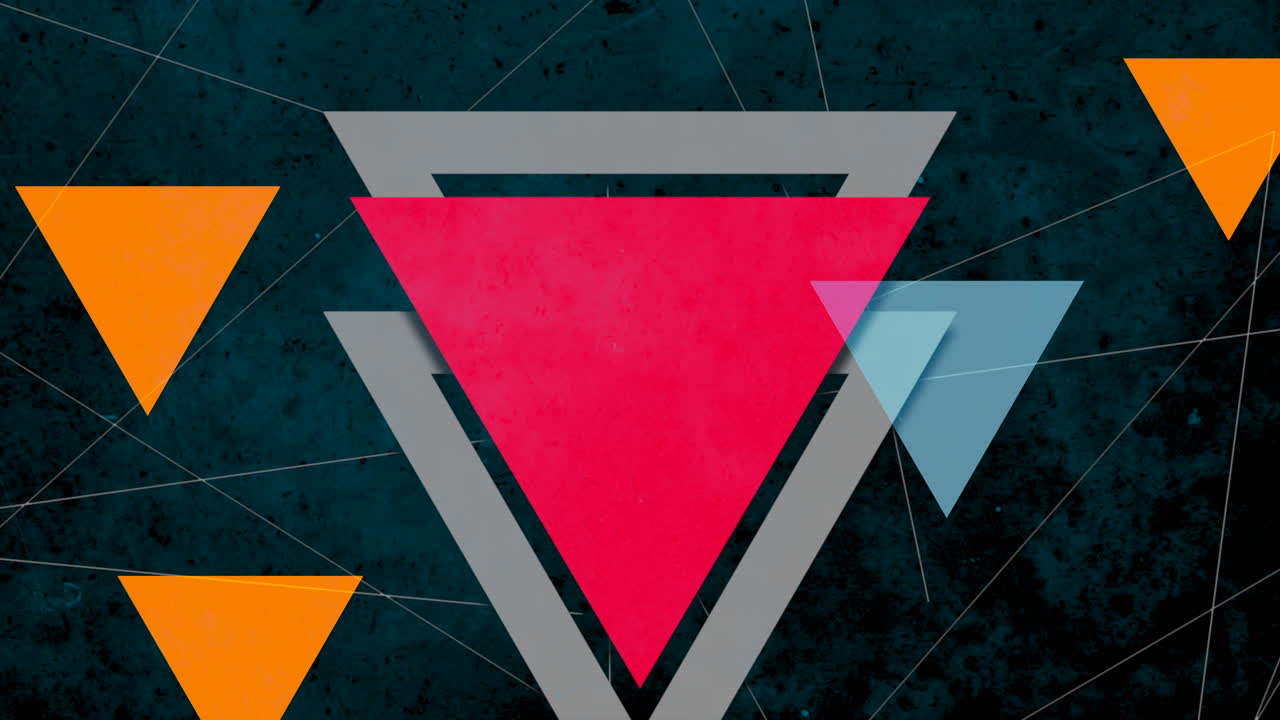 Premium stock video - Animation abstract neon red and yellow triangles