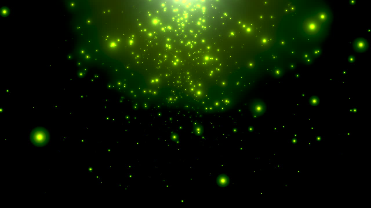 Premium stock video - Motion green particles and stars in galaxy 2