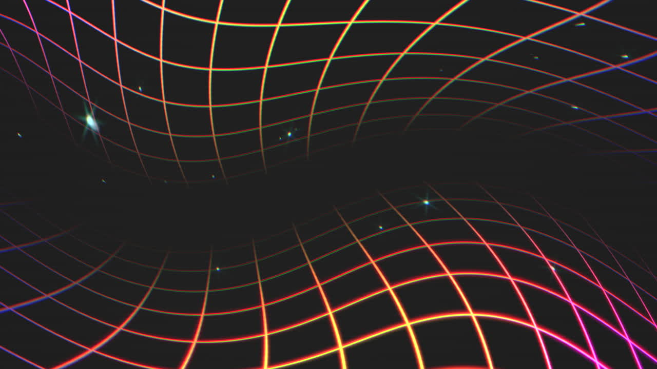 Premium stock video - Motion retro red and yellow grid with glitters