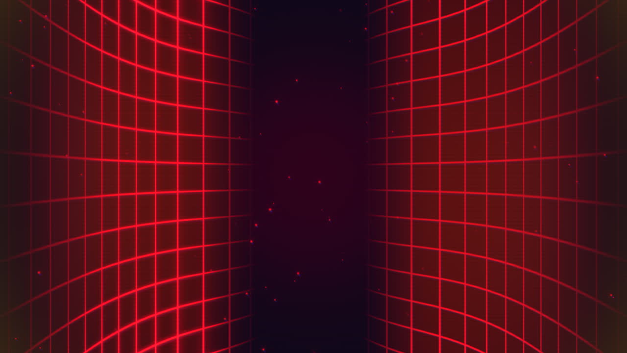 Vídeo Premium - Cuadrícula y brillos rojos retro en movimiento