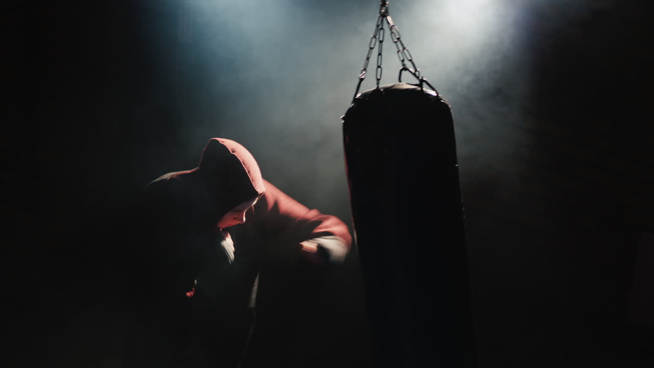 Premium stock video - Top view of a boxer's silhouette