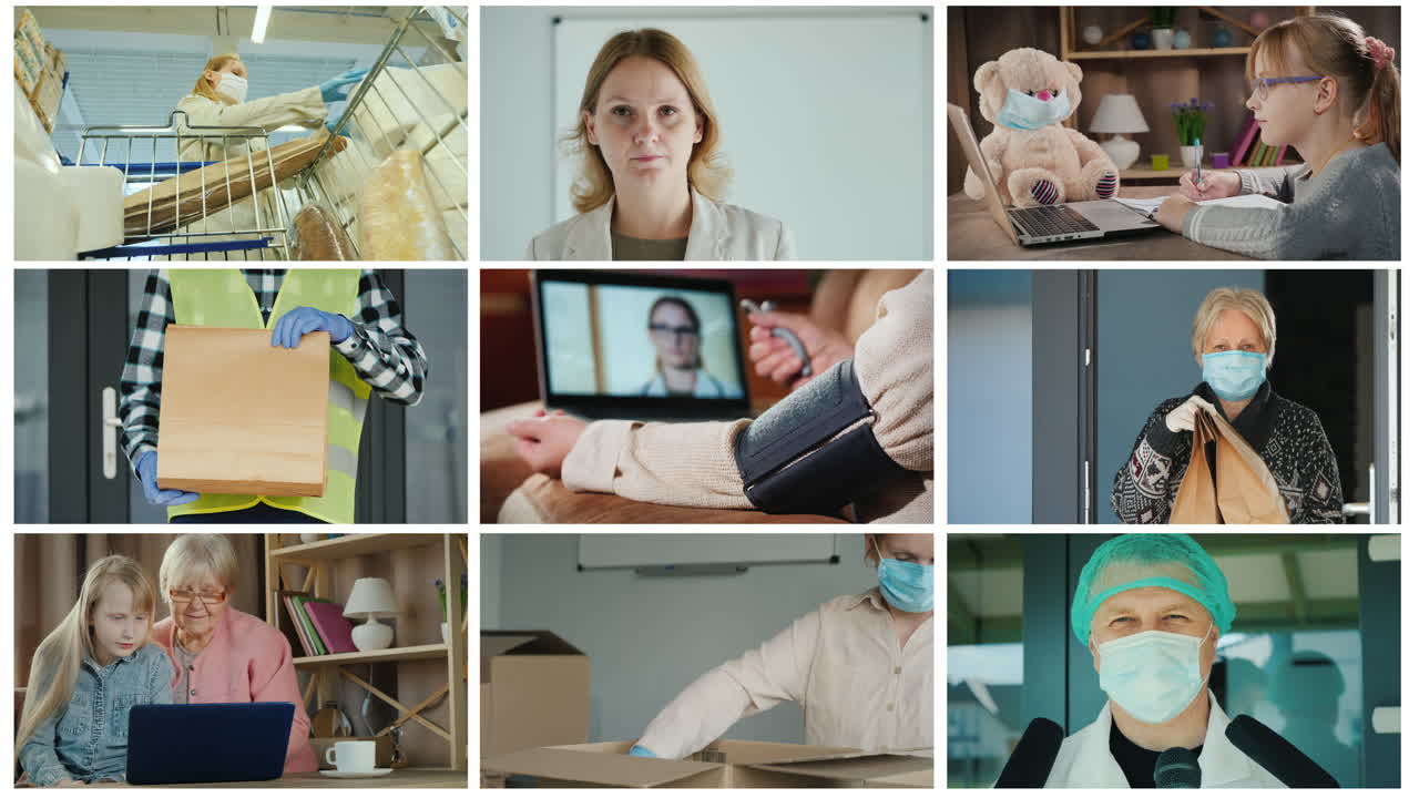 Premium stock video - Collage video on life during quarantine and ...