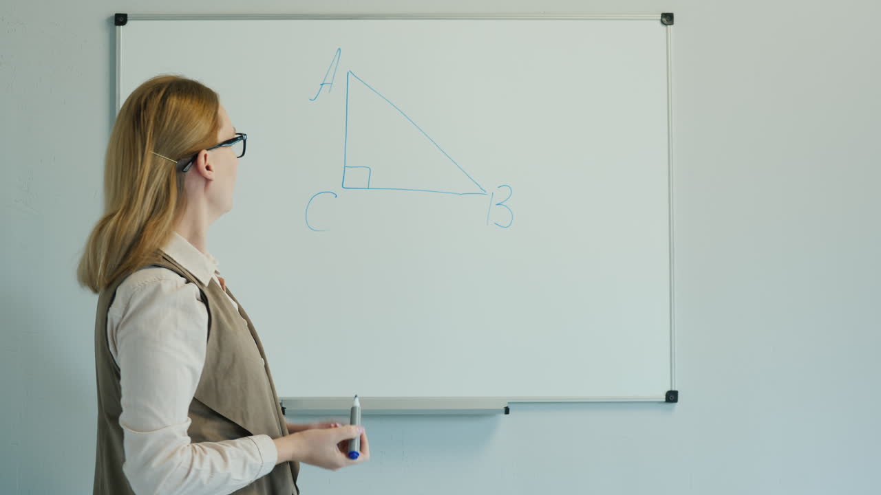 Premium stock video - The teacher leads a geometry lesson for younger ...