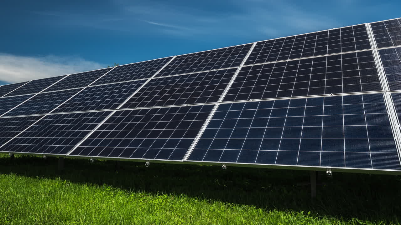 Premium stock video - Solar panels installed