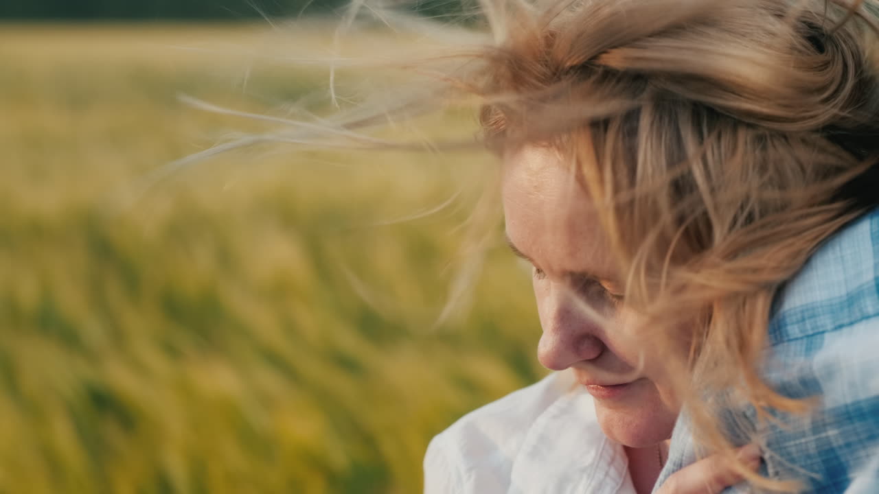 Premium stock video - A woman snuggles up to a man's shoulder on a ...