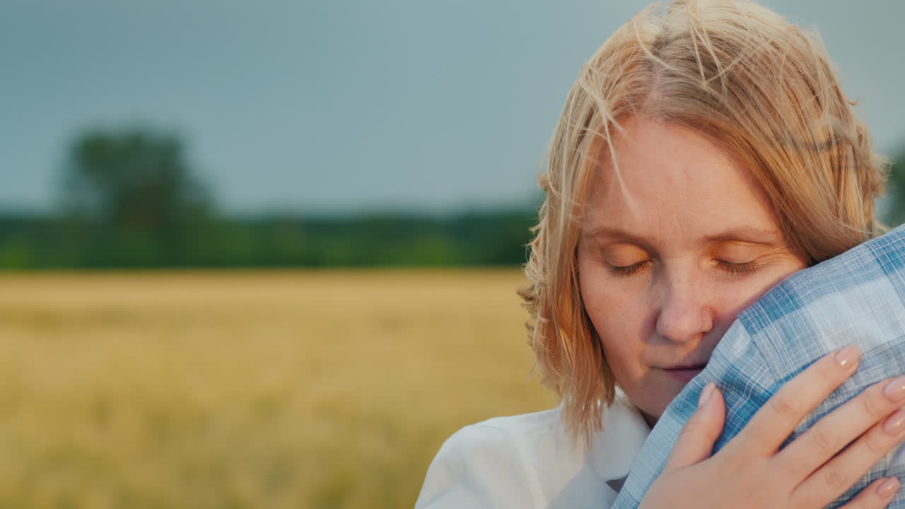 Premium stock video - A woman snuggles up to a man's shoulder on a ...