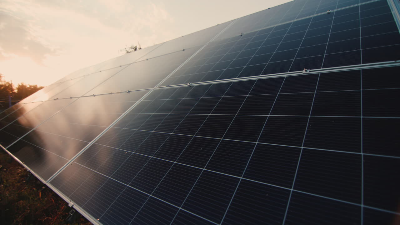Premium stock video - Solar panels on the ground 1