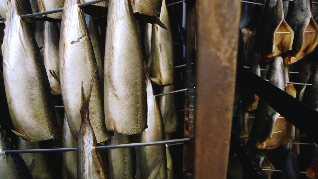 Premium stock video - Fish rack prepared for smoking 4
