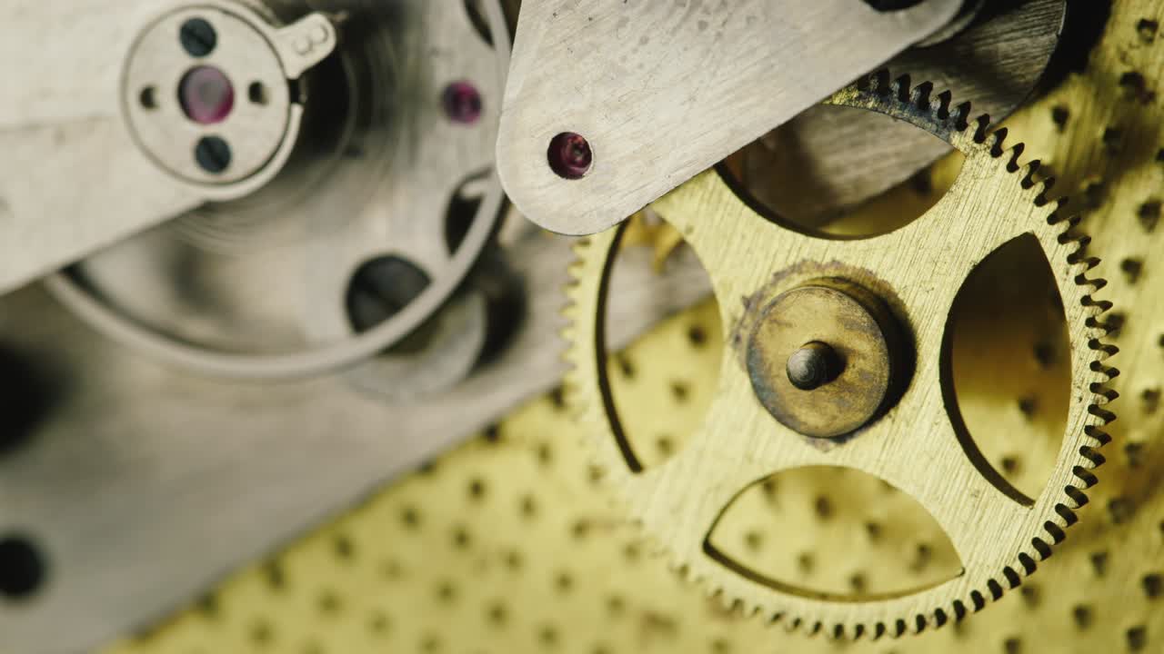 Premium stock video - Internal mechanism of working mechanical watches 1