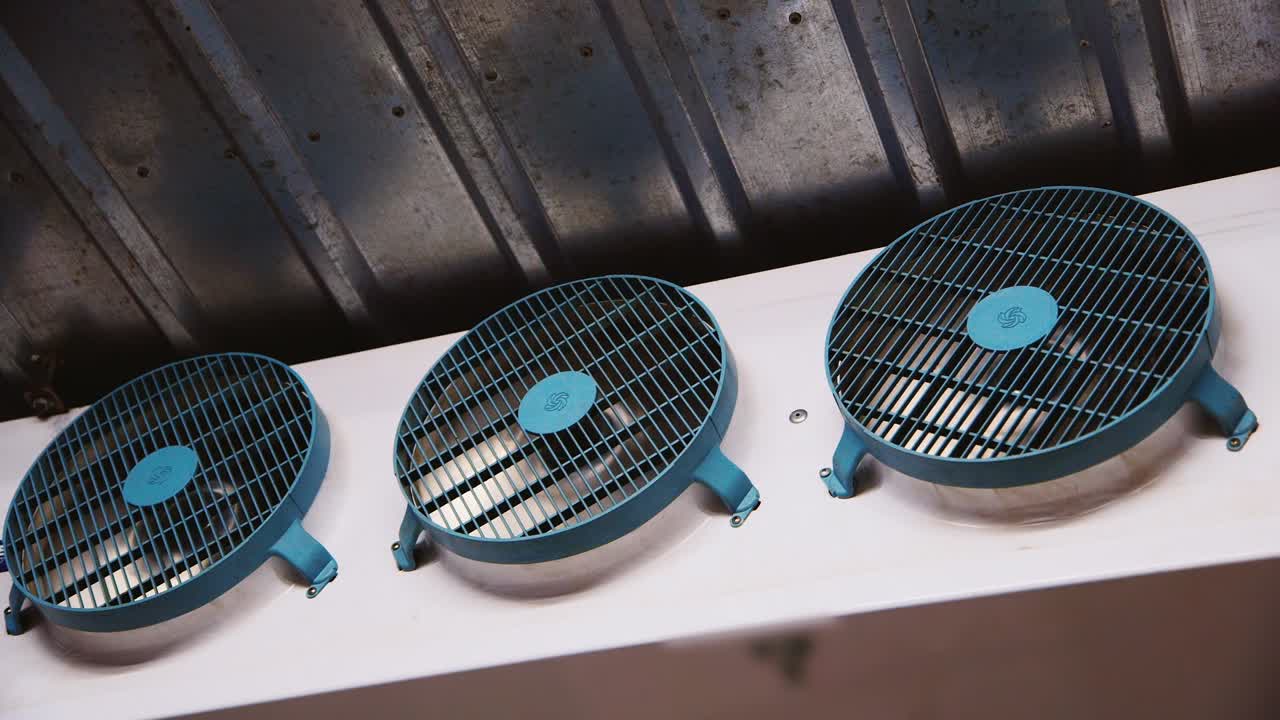 Premium stock video - Powerful fans inside an industrial refrigerator 2