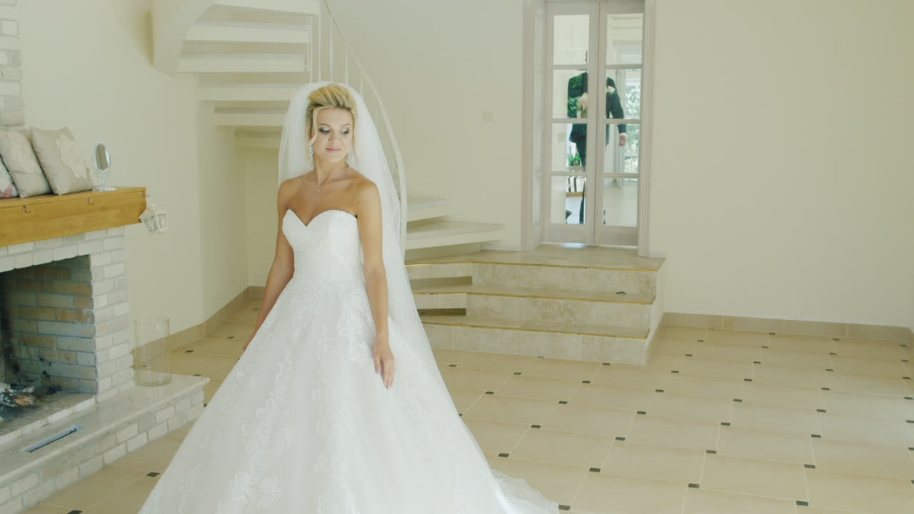 Premium stock video - Emotional first meeting of the groom and the ...