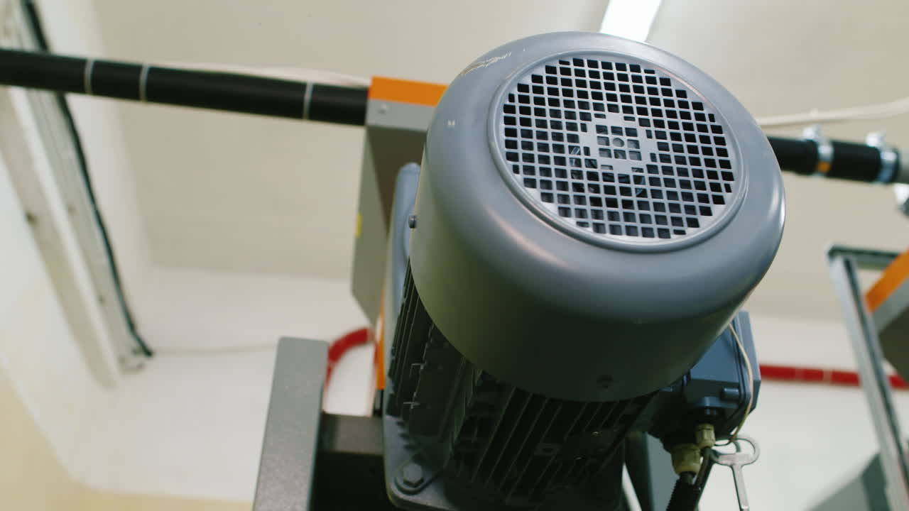 Premium stock video - Compressor engine pumps liquid through the pipes 1