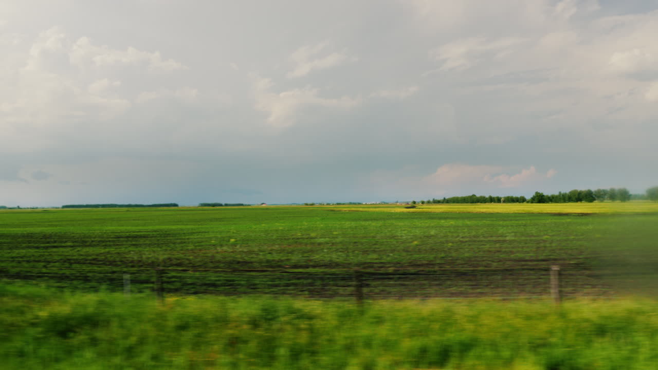 Premium stock video - The countryside of hungary viewed from the window ...