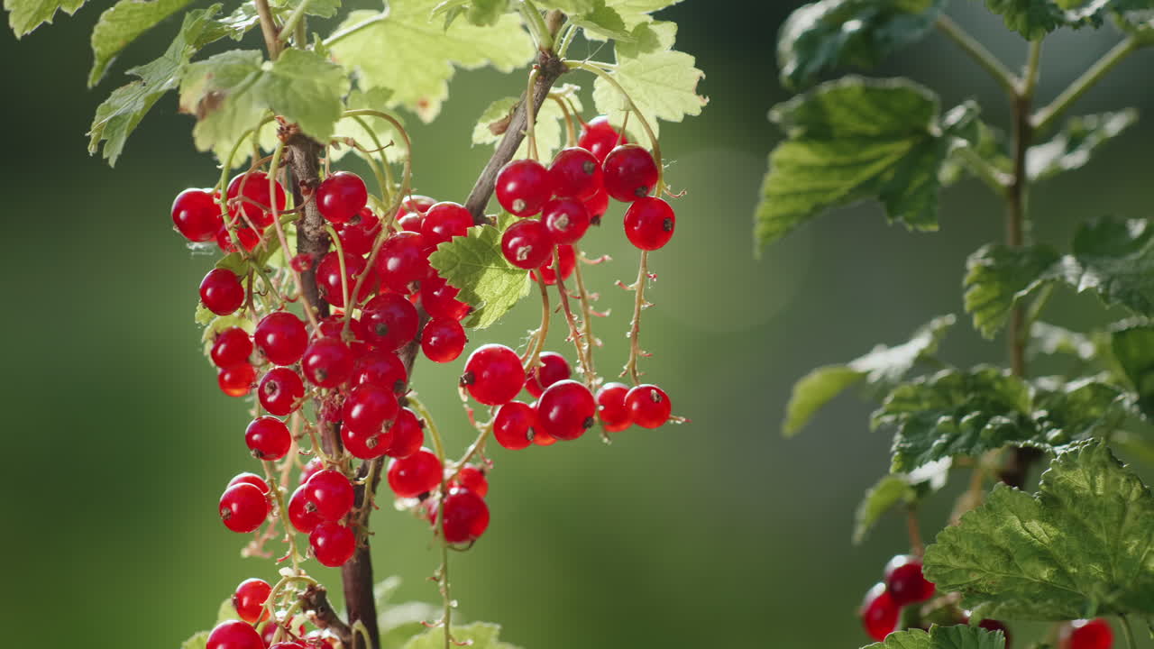 Premium stock video - Red currant berries on a clear sunny day