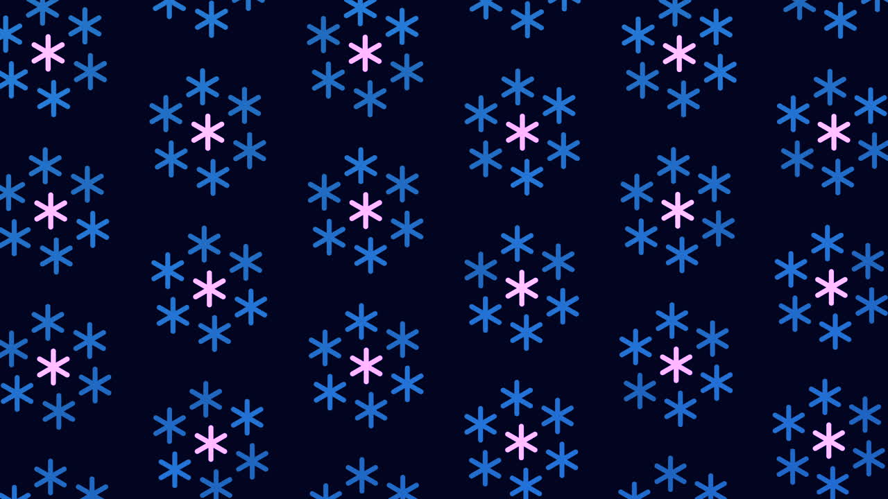 Premium stock video - Abstract neon snowflakes pattern
