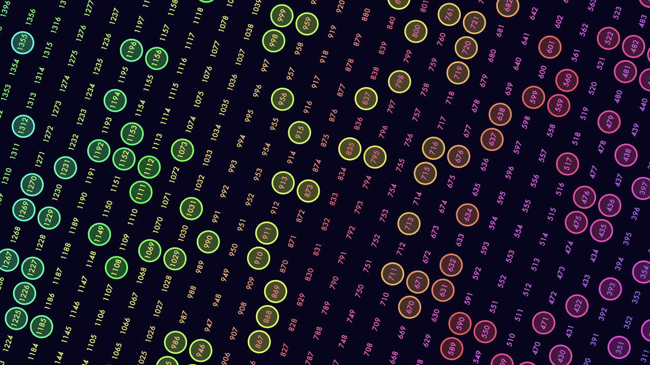 Premium stock video - Neon mathematics symbols pattern in rows