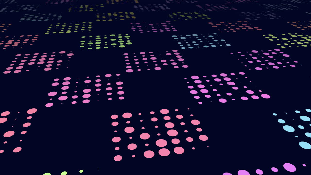 Premium stock video - Colorful neon dots pattern in rows