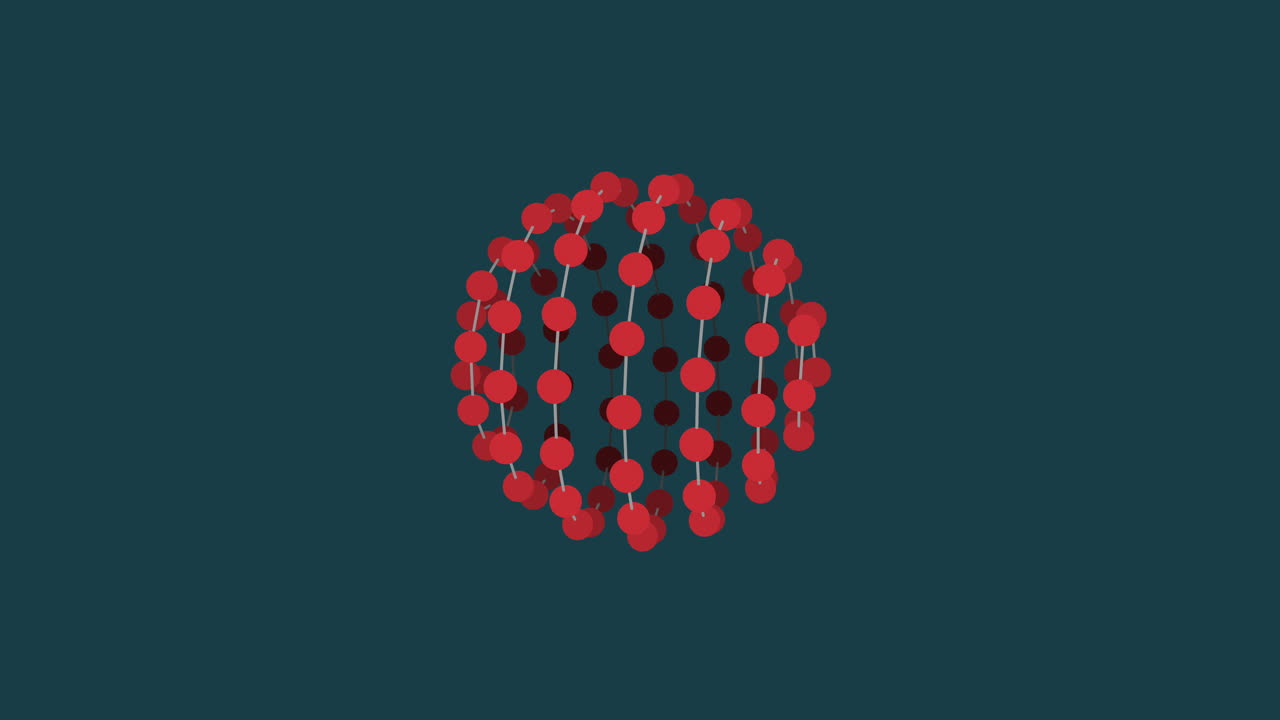 Premium stock video - Red sphere with dots and lines on green gradient