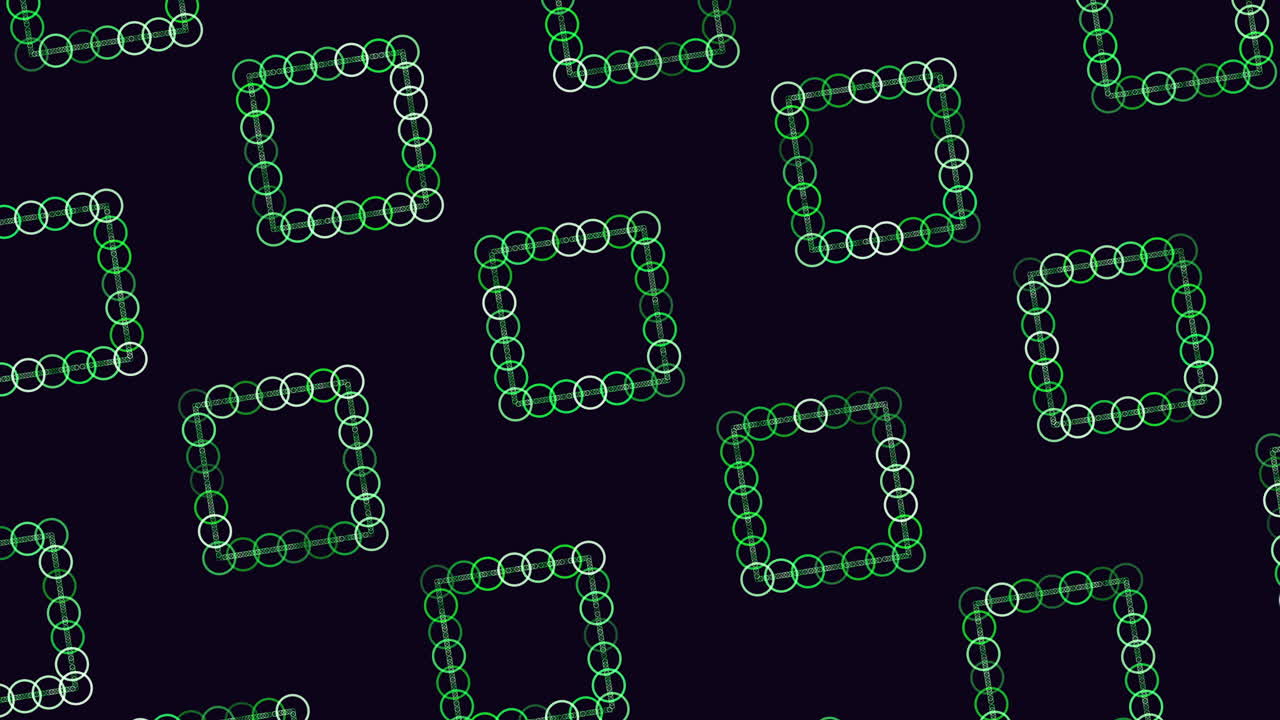 Premium stock video - Futuristic squares pattern with rainbow neon rings