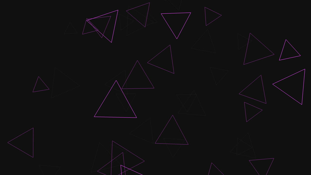 Premium stock video - Fly triangles shape with neon line on dark gradient