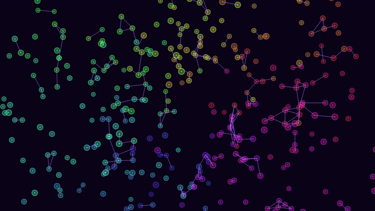 Premium stock video - Futuristic dots connected lines in dark space