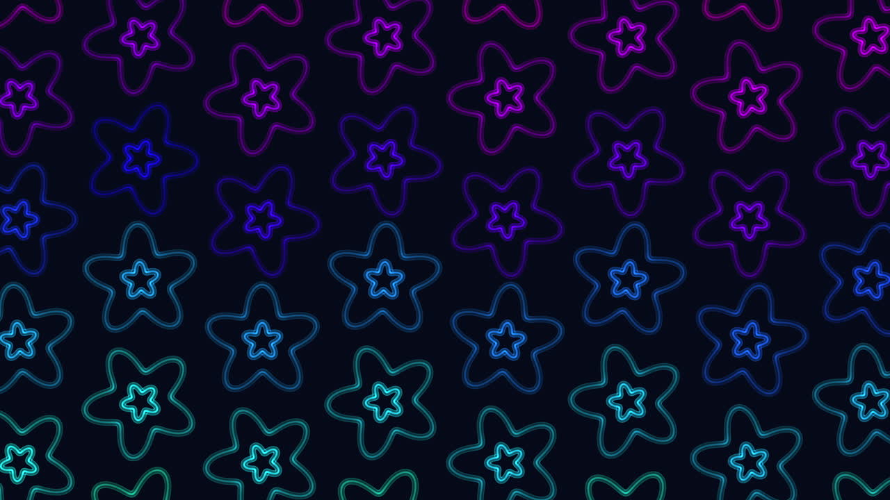 Premium stock video - Abstract rainbow stars pattern in rows