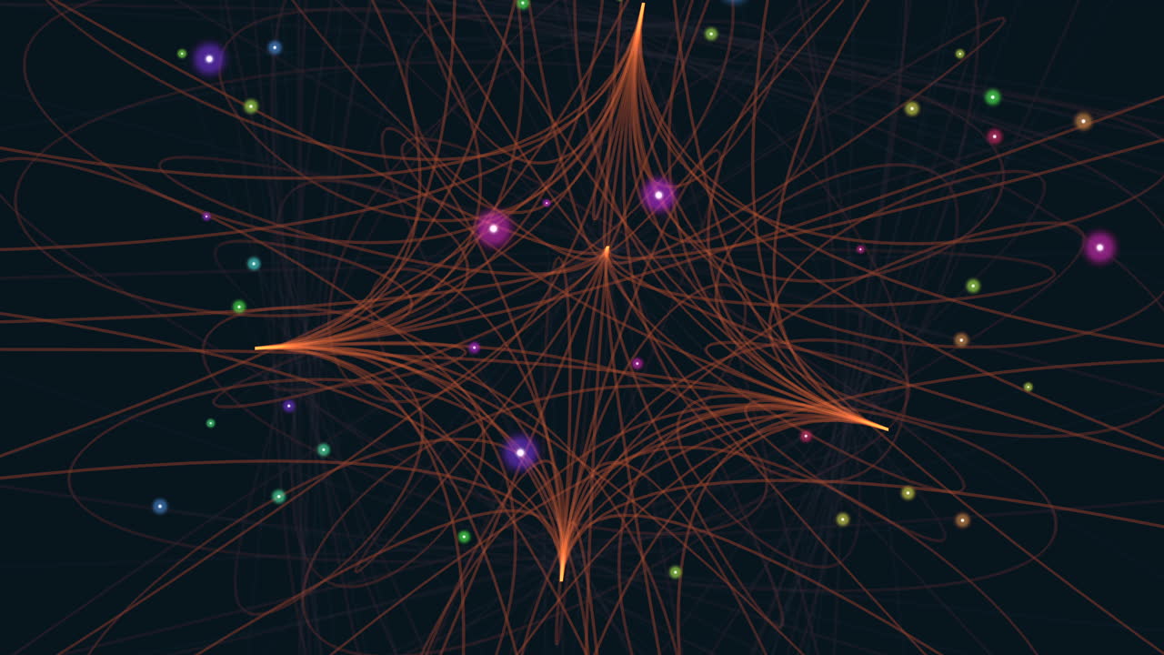 Premium stock video - Futuristic shape with neon dots and connected ...