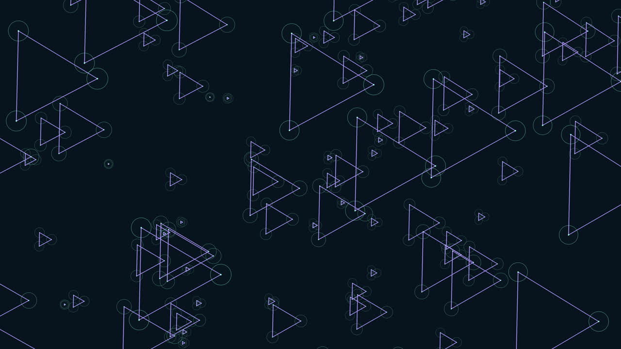 Premium stock video - Futuristic triangles shape with neon dots on dark ...