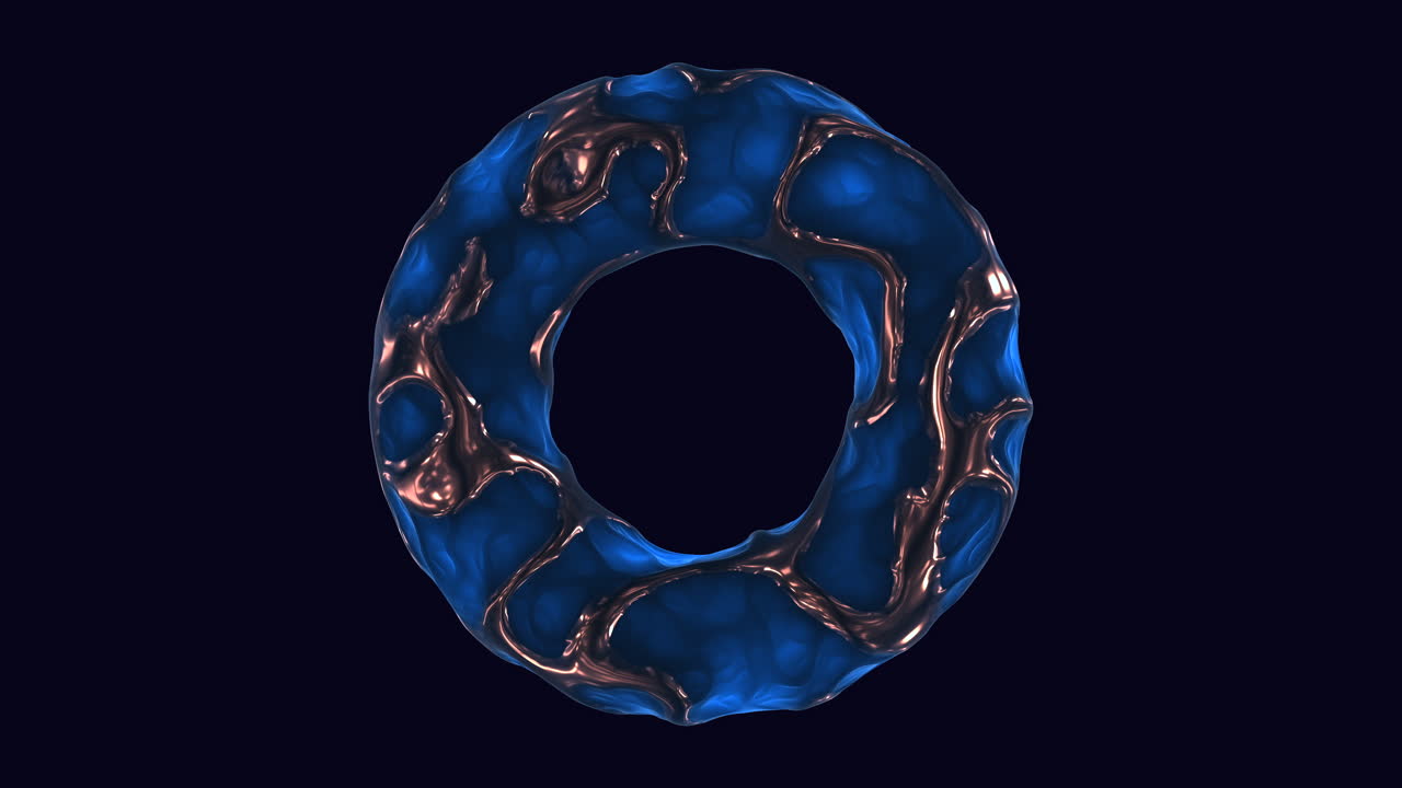 Premium stock video - Metallic, futuristic and psychedelic blue ring ...
