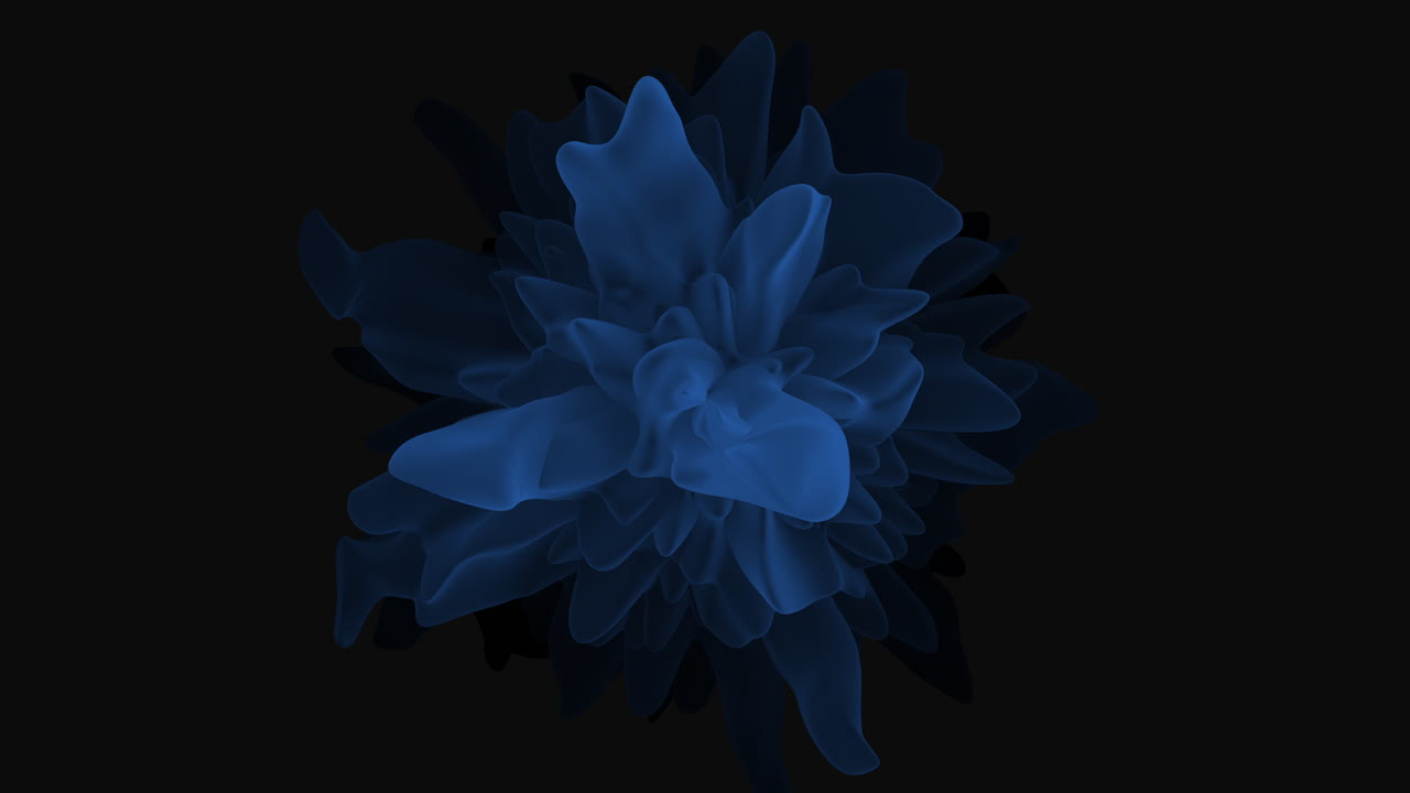 Premium stock video - Blue mystical and abstract flower on dark space