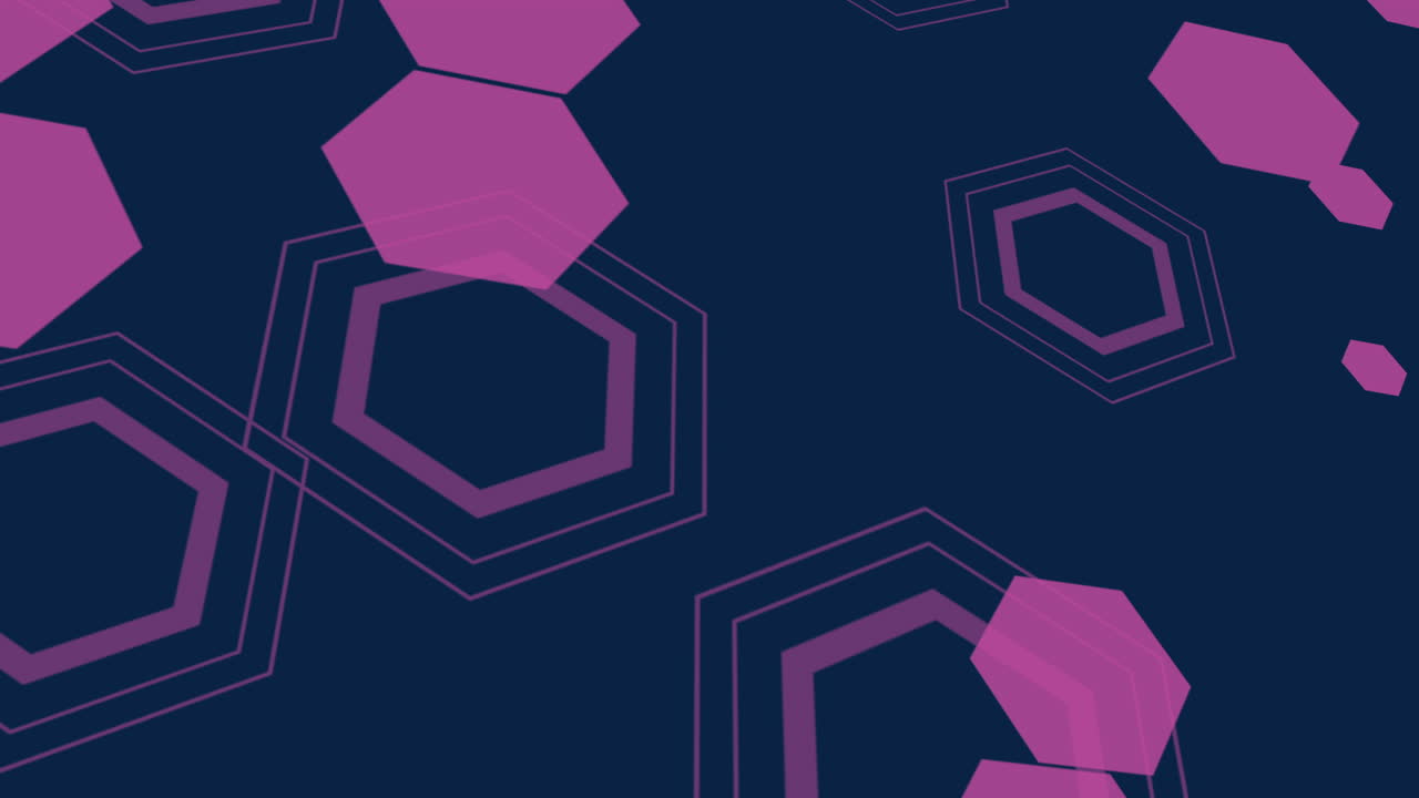 Premium stock video - Retro purple and blue hexagons pattern