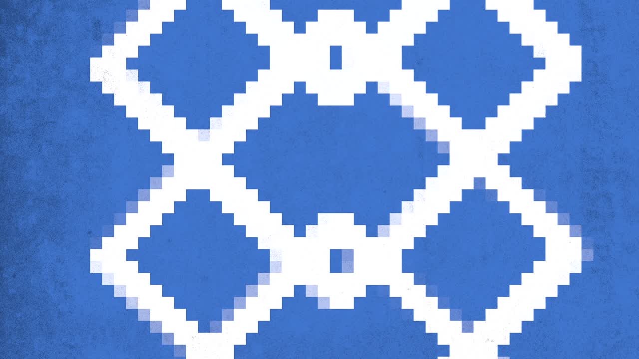 Premium stock video - 8 bit pattern with blue pixels