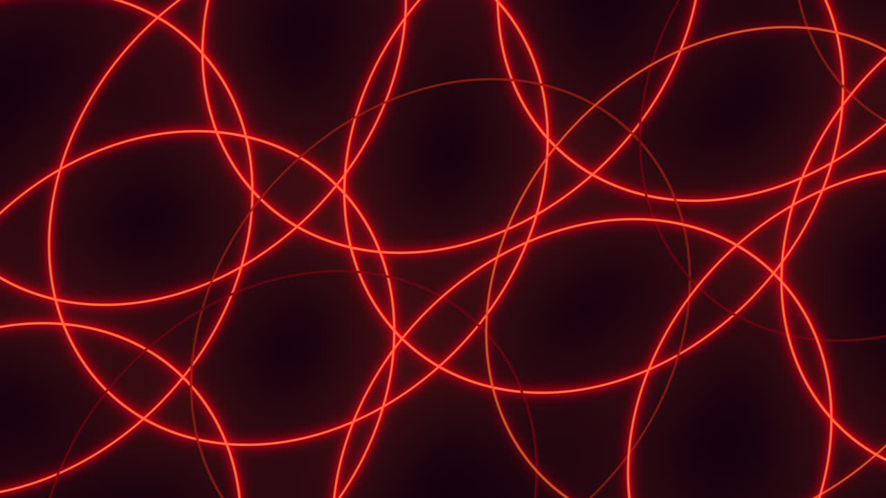 Premium stock video - Neon red circles pattern with pulse effect