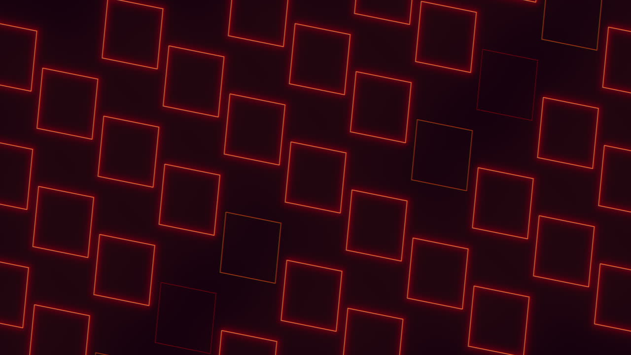 Premium stock video - Neon red squares pattern with pulse effect