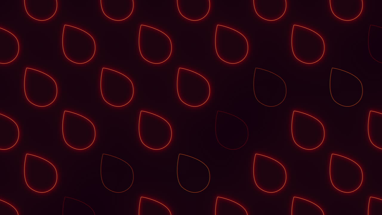 Premium stock video - Neon red summer leafs pattern with pulse effect