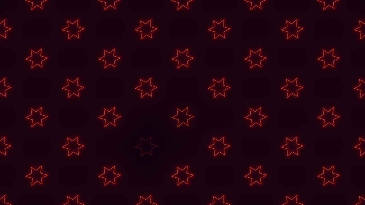 Premium stock video - Neon red stars pattern with pulse effect