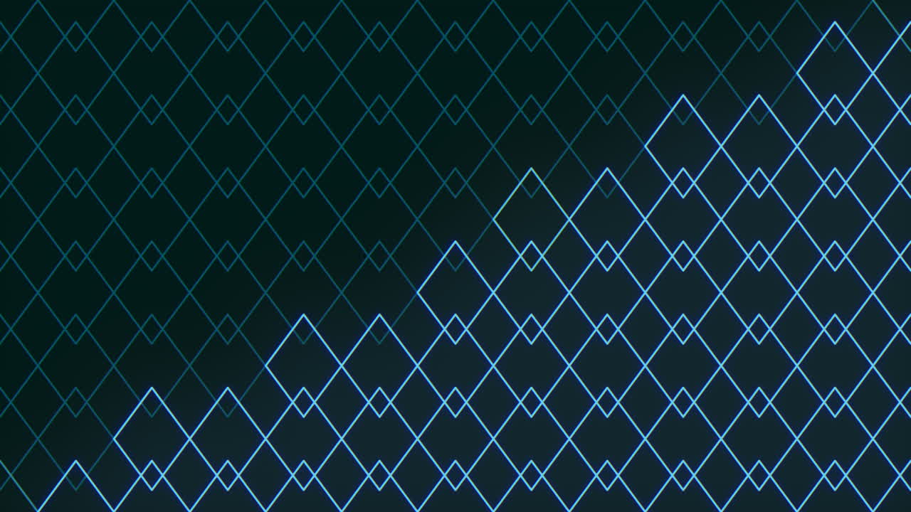 Premium stock video - Neon blue geometric diamond pattern with pulse effect