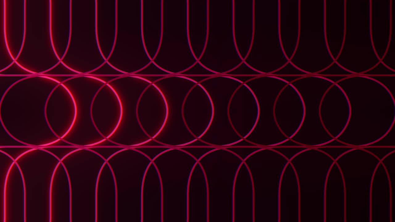 Premium stock video - Geometric lines pattern with red neon color