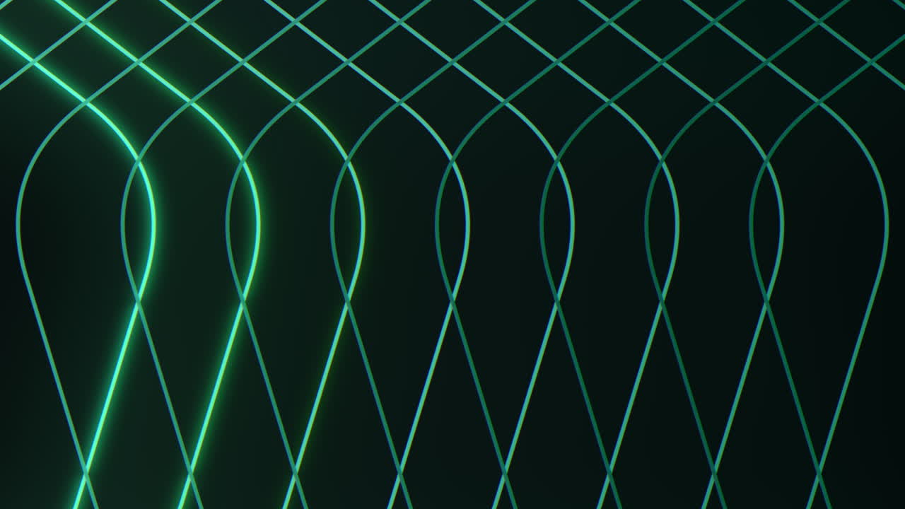 Premium stock video - Geometric lines pattern with green neon color