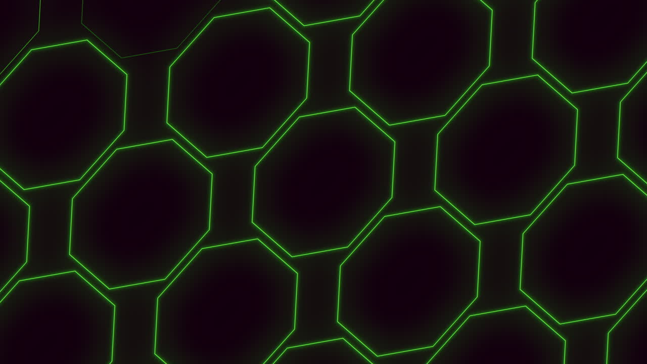 Premium stock video - Abstract neon and laser green hexagons pattern