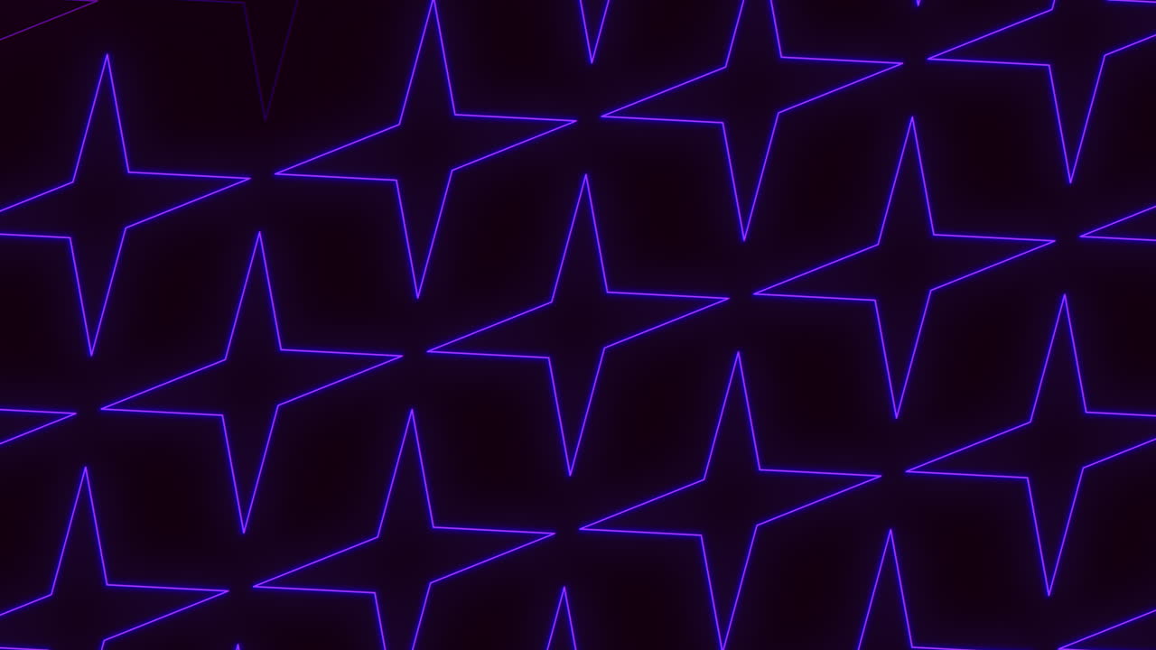 Premium stock video - Abstract neon and laser purple stars pattern
