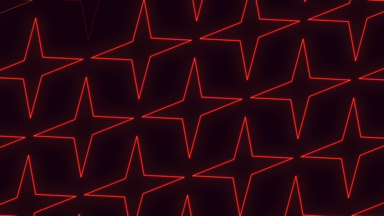 Premium stock video - Abstract neon and laser red stars pattern
