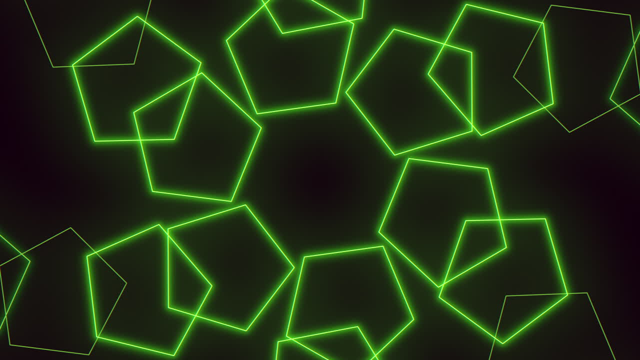 Premium stock video - Abstract neon and laser green hexagons pattern