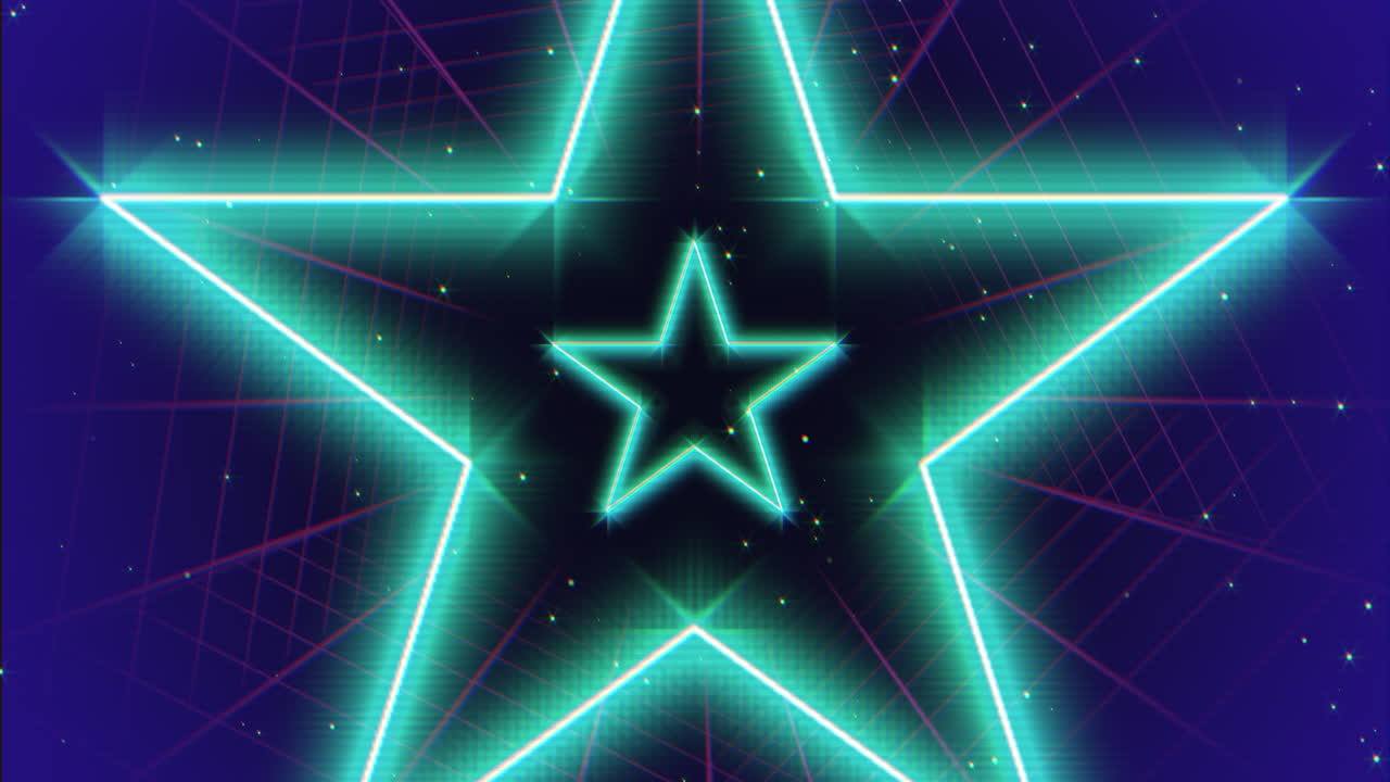 Premium stock video - Neon stars with laser lines and starry fields in ...